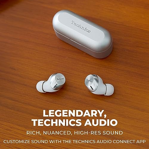 Technics HiFi True Wireless Multipoint Bluetooth Earbuds II, Active Noise Cancelling, 3 Device MultiPoint Connectivity, Impressive Call Quality, LDAC Compatible, EAH-AZ40M2-S (Silver)