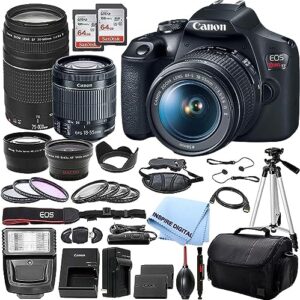 black canon eos rebel t7 dslr camera with ef s 18 55mm dc iii and 75 300mm iii lenses canont7w7530064gb canont7w7530064gb (renewed)