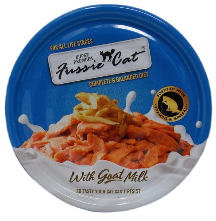 Fussie Cat Food Tuna Formula - in Goat Milk Gravy - 3 Flavor 6 Can Sampler Variety - (2) Each: Anchovies, Chicken, Salmon (2.47 Ounces) - Plus Catnip Toy and Fun Facts Booklet Bundle