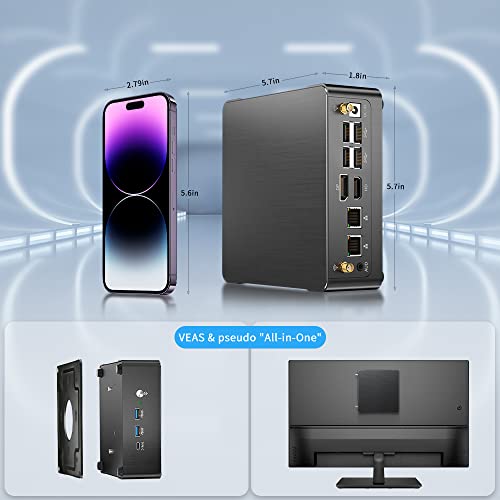 Thdeukoty Mini Desktop PC AMD Ryzen 9 5900HX Windows 11 Pro, Micro Computer HTPC 64G DDR4 RAM 1T NVME SSD, USB3.2, DP/HDMI/Type-C 4K@60Hz Triple Display, 2.5G+1G LAN, WiFi 6 Bluetooth 5.1