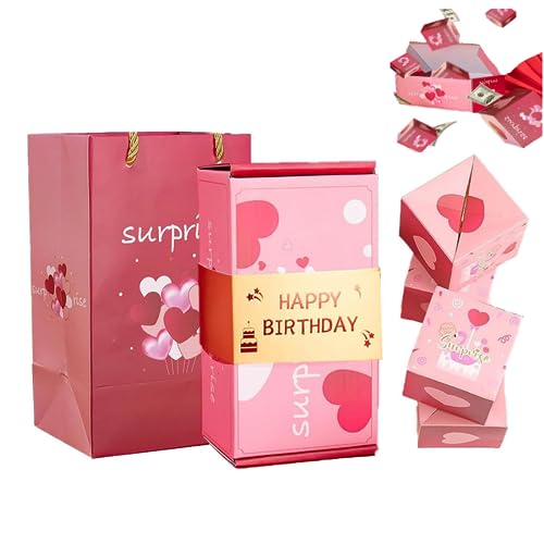 Glaric Surprise Box Gift Box,Bounce Surprise Gift Box,Surprise Gift Box Explosion for Money Creativity Folding Bouncing Red Envelope Gift Box for Birthday（10 bouncing boxes PINK