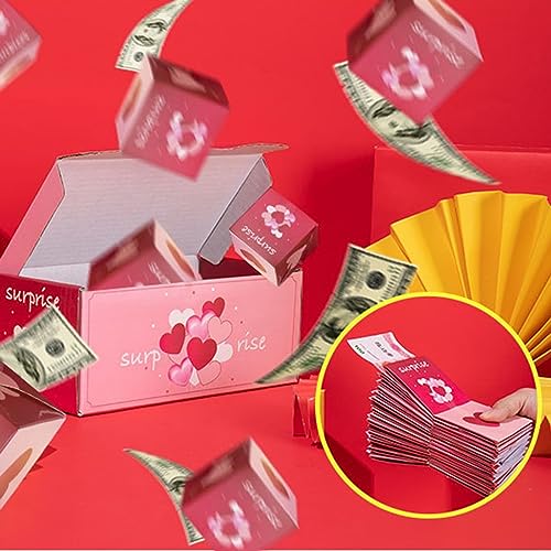 Glaric Surprise Box Gift Box,Bounce Surprise Gift Box,Surprise Gift Box Explosion for Money Creativity Folding Bouncing Red Envelope Gift Box for Birthday（10 bouncing boxes PINK