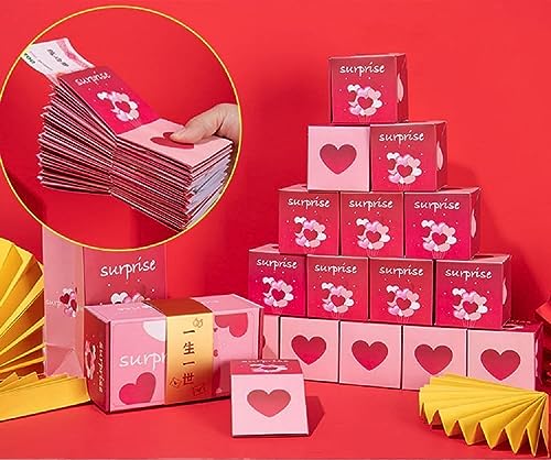 Glaric Surprise Box Gift Box,Bounce Surprise Gift Box,Surprise Gift Box Explosion for Money Creativity Folding Bouncing Red Envelope Gift Box for Birthday（10 bouncing boxes PINK