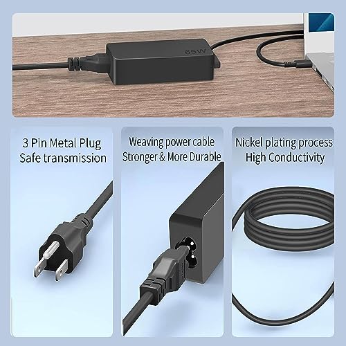 USB C Laptop Charger for Lenovo Yoga Laptop Charger/Thinkpad/Chromebook Charger Replacement Lenovo Laptop Charger 65W Type C Computer Charger USB C Power Supply