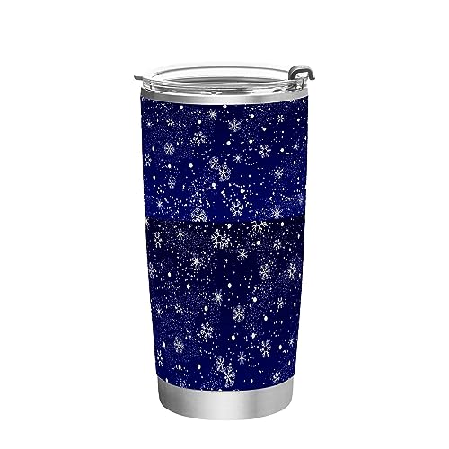 Jihqo Dreamy Winter Snowflake Tumbler with Lid and Straw, Insulated Stainless Steel Tumbler Cup, Double Walled Travel Coffee Mug Thermal Vacuum Cups for Hot & Cold Drinks 20oz