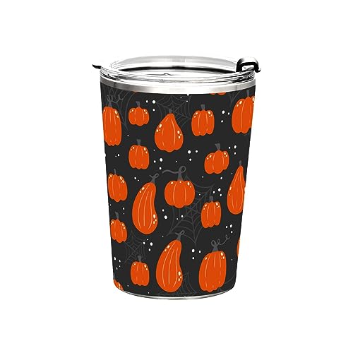 Jihqo Thanksgiving Pumpkin Halloween Design Tumbler with Lid and Straw, Insulated Stainless Steel Tumbler Cup, Double Walled Travel Coffee Mug Thermal Vacuum Cups for Hot & Cold Drinks 12oz