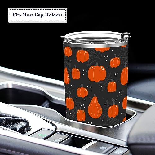 Jihqo Thanksgiving Pumpkin Halloween Design Tumbler with Lid and Straw, Insulated Stainless Steel Tumbler Cup, Double Walled Travel Coffee Mug Thermal Vacuum Cups for Hot & Cold Drinks 12oz