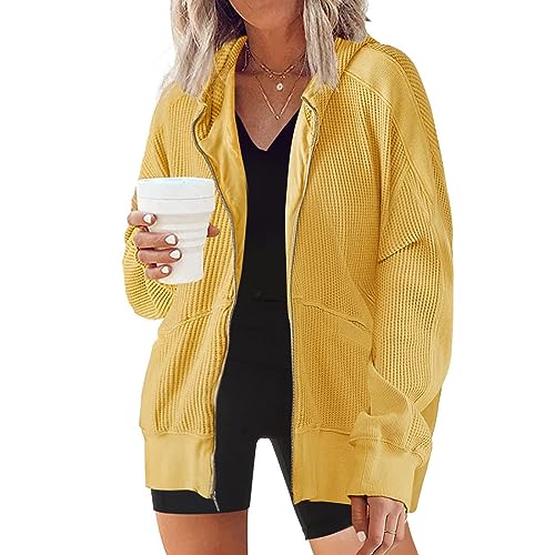 SHOPESSA womens fashion fall outfits shackets for women 2023 long sleeve work shirts hooded zip up jacket baggy shirt newspaper print dress western clothes for women