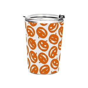 jihqo halloween pumpkin orange tumbler with lid and straw, insulated stainless steel tumbler cup, double walled travel coffee mug thermal vacuum cups for hot & cold drinks 12oz