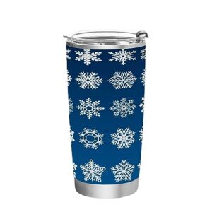 jihqo winter snowflake tumbler with lid and straw, insulated stainless steel tumbler cup, double walled travel coffee mug thermal vacuum cups for hot & cold drinks 20oz