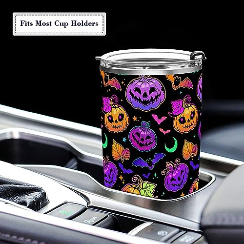 Jihqo Halloween Pumpkin Purple Tumbler with Lid and Straw, Insulated Stainless Steel Tumbler Cup, Double Walled Travel Coffee Mug Thermal Vacuum Cups for Hot & Cold Drinks 20oz