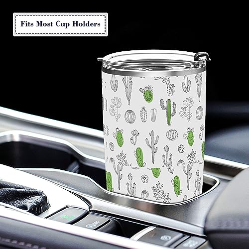 Jihqo Cactus Pattern Tumbler with Lid and Straw, Insulated Stainless Steel Tumbler Cup, Double Walled Travel Coffee Mug Thermal Vacuum Cups for Hot & Cold Drinks 12oz