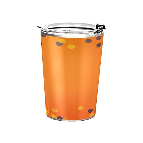 Jihqo Halloween Orange Polka Dots Tumbler with Lid and Straw, Insulated Stainless Steel Tumbler Cup, Double Walled Travel Coffee Mug Thermal Vacuum Cups for Hot & Cold Drinks 12oz