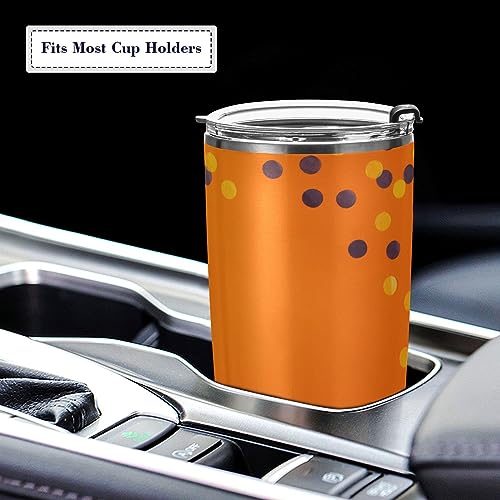 Jihqo Halloween Orange Polka Dots Tumbler with Lid and Straw, Insulated Stainless Steel Tumbler Cup, Double Walled Travel Coffee Mug Thermal Vacuum Cups for Hot & Cold Drinks 12oz