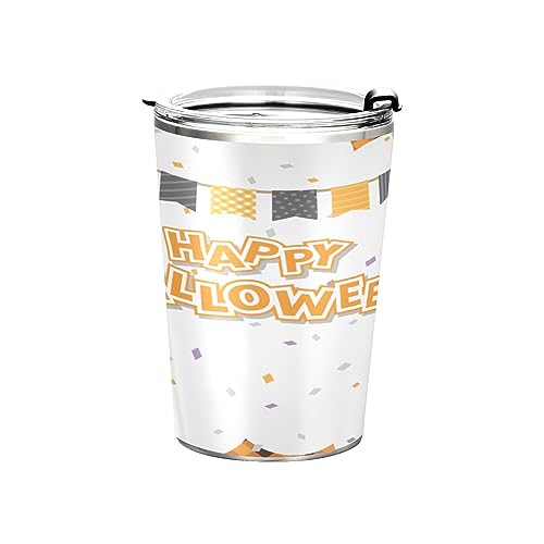 Jihqo Happy Halloween Tumbler with Lid and Straw, Insulated Stainless Steel Tumbler Cup, Double Walled Travel Coffee Mug Thermal Vacuum Cups for Hot & Cold Drinks 12oz