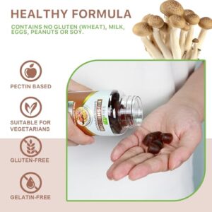 JYHSGD Super Mushroom Gummies for Adults, 10 Blend Mushroom Complex for Focus, Energy and Anxiety, Nootropic Brain Supplements, Boost Immunity, Shitake, Reishi, Turkey-Tail, Chaga, 60pcs