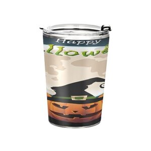 jihqo lantern pumpkin halloween tumbler with lid and straw, insulated stainless steel tumbler cup, double walled travel coffee mug thermal vacuum cups for hot & cold drinks 12oz