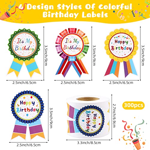 30 Pieces Birthday Crowns for Kids Classroom with 300pcs Happy Birthday Stickers for Students Boys Girls School Preschool Teacher Supplies Birthday Party Favors