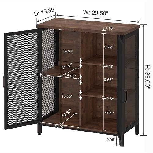 BON AUGURE Rustic Coffee Bar Cabinet with Tall Wood TV Stand, Wood Metal Set for Living Room and Bedroom(Rustic Oak)