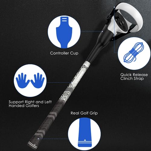 YOGES VR Golf Club Handle Compatible with Oculus-Quest 2-Accessories, Virtual Reality Baseball Controller Attachment, Simulator Real Golf Game Bat Adapter for Golf+, Walkabout Mini Golf, Golf5eclub