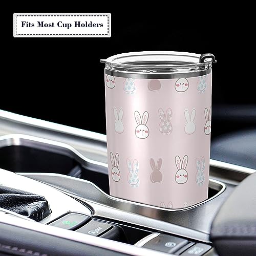 Jihqo Cute Cartoon Bunny Tumbler with Lid and Straw, Insulated Stainless Steel Tumbler Cup, Double Walled Travel Coffee Mug Thermal Vacuum Cups for Hot & Cold Drinks 12oz