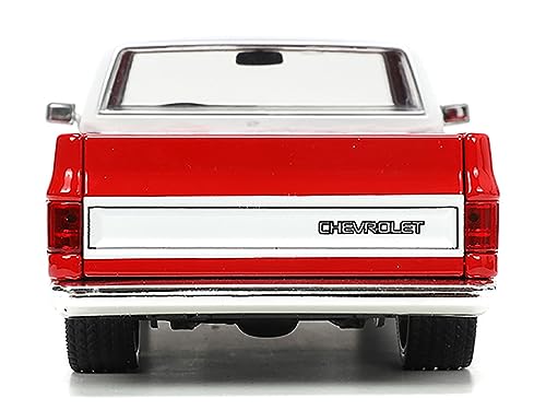 1985 Chevy C-10 Pickup Truck Red with White Top and Graphics with Extra Wheels Just Trucks Series 1/24 Diecast Model Car by Jada 34179