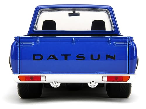 1972 Datsun 620 Pickup Truck #72 Blue Metallic with Black Stripes and Hood Toyo Tires with Extra Wheels Just Trucks Series 1/24 Diecast Model Car by Jada 34193