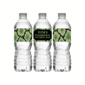 Personalized Water Bottle Labels, Snake Party Favors, Pack of 25 Peel and Stick Waterproof Wrappers