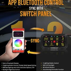 Auxbeam RGB Bluetooth 8 Gang Switch Panel AR-820 Toggle Momentary Pulsed Switch Pod for Truck UTV Offroad Boat with Switch Panel Sticker