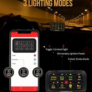 Auxbeam RGB Bluetooth 8 Gang Switch Panel AR-820 Toggle Momentary Pulsed Switch Pod for Truck UTV Offroad Boat with Switch Panel Sticker