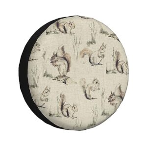 squirrels background print spare tire cover funny wheel covers waterproof dust-proof wheel protectors fit for trailer suv truck camper 14 inch