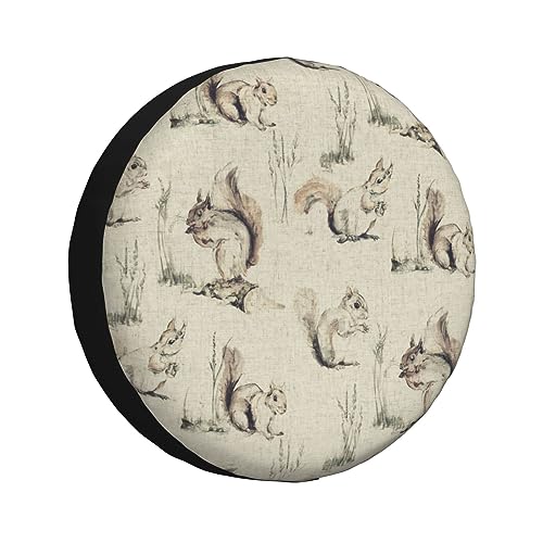 Squirrels Background Print Spare Tire Cover Funny Wheel Covers Waterproof Dust-Proof Wheel Protectors Fit for Trailer SUV Truck Camper 14 Inch