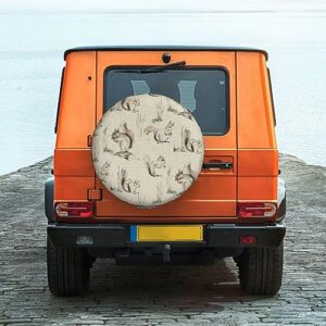 Squirrels Background Print Spare Tire Cover Funny Wheel Covers Waterproof Dust-Proof Wheel Protectors Fit for Trailer SUV Truck Camper 14 Inch