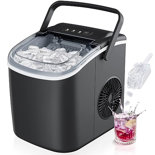 Inhdolnd 26Lbs/ 24H Self-Cleaning with Scoop Handel Portable Ice Maker Machine Countertop