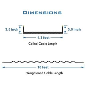 NECABLES 2Pack Phone Cord for Landline Telephone Cord Handset Cord High Elastic Curly Cord Coiled Cable RJ9 4P4C Male to Male Black