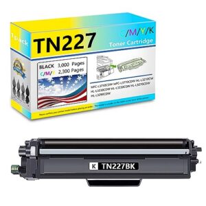 tn227bk toner cartridge tn227 black for brother tn-227 bk tn 227 tn-227bk mfc-l3770cdw hll3230cdw tn-223bk hl-l3270cdw hll3270cdw mfc-l2710dw high yield black x 1