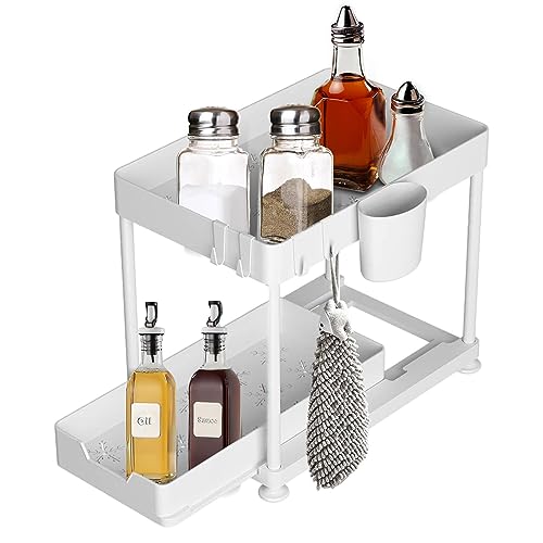 Kitchen Storage Stand, Under Sink Organizer, Light Weight Products Cabinet, Double Layer Storage Shelf, Adjustable Shelf Rack 15.4912.6 inches, Under Kitchen or Sink Organizer and Storage