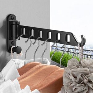 CLSMD Folding Drying Rack 180° Rotation Wall-Mounted Free Punch Clothes Pole Balcony Bathroom Indoor Outdoor Laundry Supplies