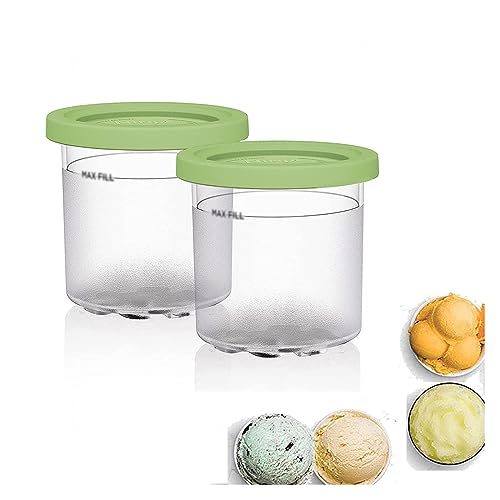 EVANEM 2/4/6PCS Creami Pints, for Ninja Creami Cups,16 OZ Icecream Container Bpa-Free,Dishwasher Safe for NC301 NC300 NC299AM Series Ice Cream Maker,Green-6PCS