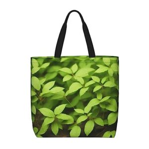 adasomu leaf print pattern printed shoulder bag, reusable tote bag with interior pocket for shopping, work, beach, gift