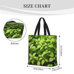 Adasomu Leaf Print Pattern Printed Shoulder Bag, Reusable Tote Bag With Interior Pocket For Shopping, Work, Beach, Gift