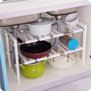 White under bathroom sink organizer over the sink shelf bathroom under sink organizer kitchen shelf organizer under the sink organizer bathroom under counter organizer (39-66 x 26 x 38)cm (L x W x H)