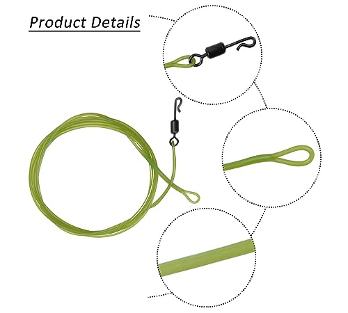 Gnuicyc Pack of 2 Fluorocarbon Tapered Leader 3.3FT 40LBS Strong Fly Line with Fast Change Swivel