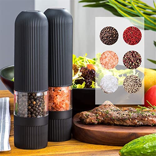 BaRdzo Electric Salt Pepper Mill Set ABS Automatic Spice Herb Grinder Adjustable Coarseness Ceramic Core Kitchen Grinding Tools