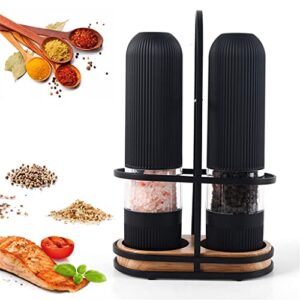 BaRdzo Electric Salt Pepper Mill Set ABS Automatic Spice Herb Grinder Adjustable Coarseness Ceramic Core Kitchen Grinding Tools