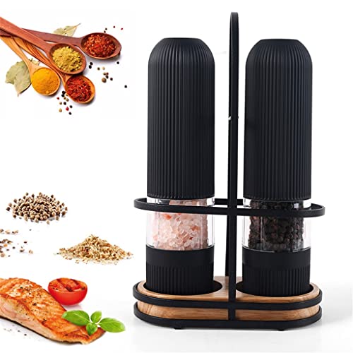 BaRdzo Electric Salt Pepper Mill Set ABS Automatic Spice Herb Grinder Adjustable Coarseness Ceramic Core Kitchen Grinding Tools