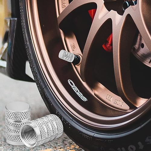 Car Tire Stem Valve Caps Wheel Valve Covers Car Dustproof Tire Cap Cover Accessories, Universal for SUV, Car, Bike and Motorcycle (12PCS Silvery)