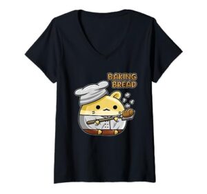 baking bread bread dough bread maker bread queen bread baker v-neck t-shirt