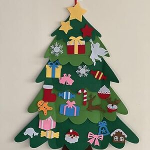 3FT Height Felt Christmas Tree with Ornaments Xmas Gift Wall Hanging Decor 25 Ornaments