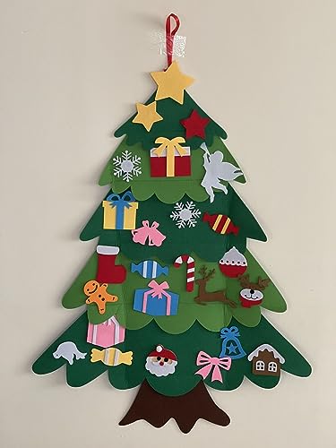 3FT Height Felt Christmas Tree with Ornaments Xmas Gift Wall Hanging Decor 25 Ornaments